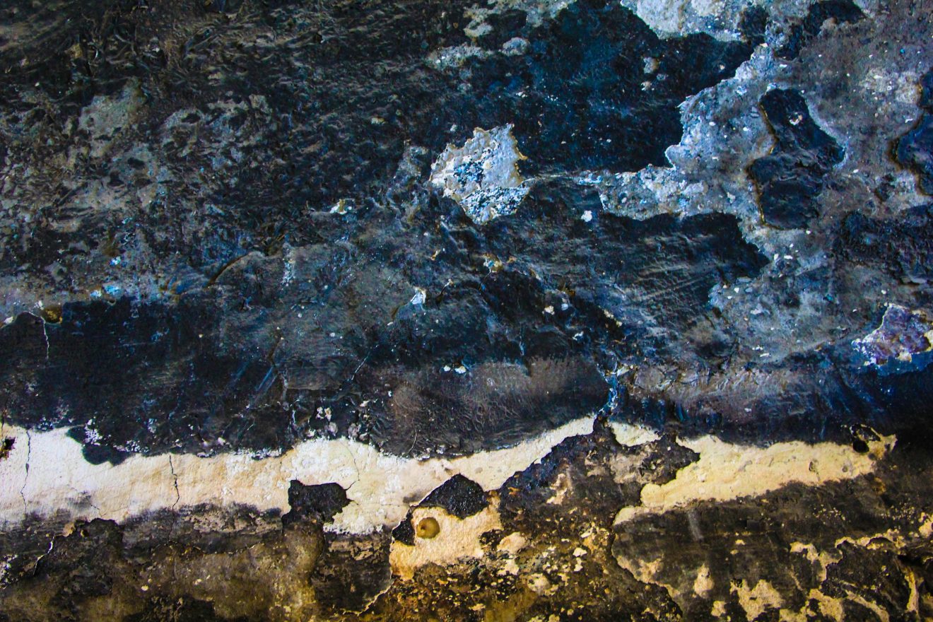 grunge texture blue yellow melting paint fire burned metal wall fire ...