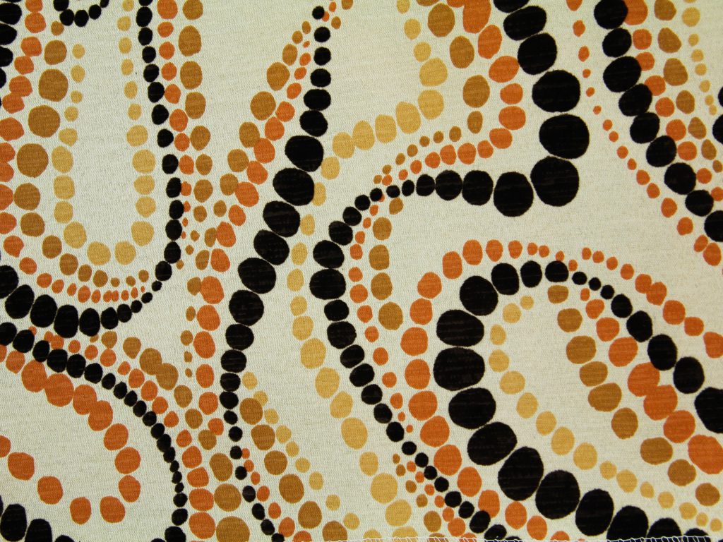 polka dot texture fabric 70s orange swirl cloth pattern stock photo ...