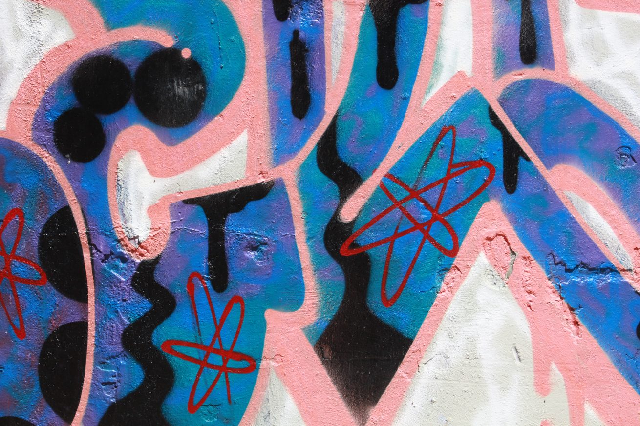 Blue And Pink Spray Paint Graffiti - Texture X