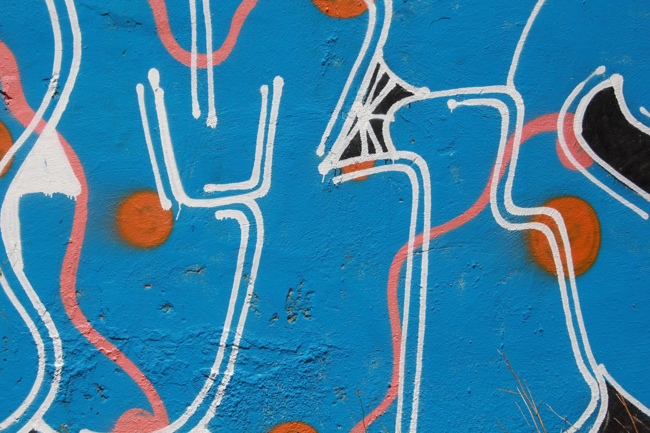 Blue White Orange Spray Paint Graffiti - Texture X